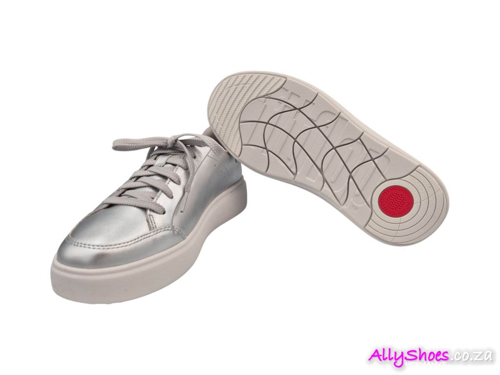 Fitflop, RTG Metallic-Leather Sneaker, Silver Ally Shoes Hermanus