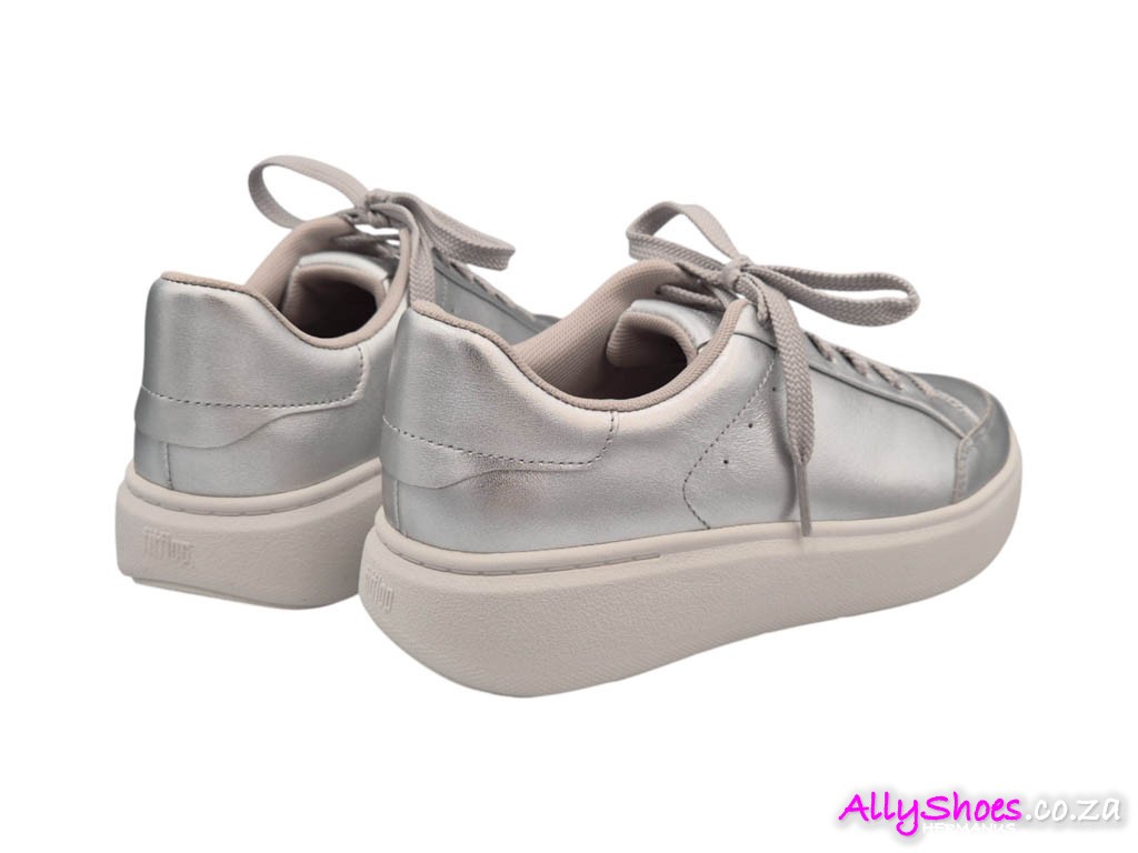 Fitflop, RTG Metallic-Leather Sneaker, Silver Ally Shoes Hermanus