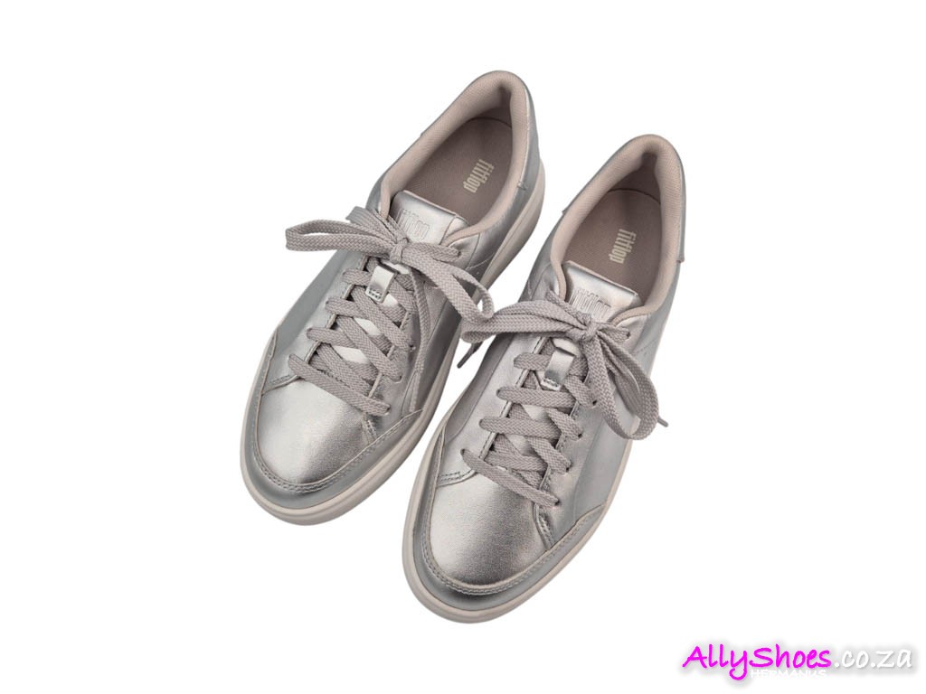 Fitflop, RTG Metallic-Leather Sneaker, Silver Ally Shoes Hermanus